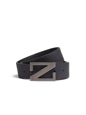 Zegna Leather Reversible Belt Navy Blue/black