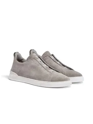 Zegna Suede Triple Stitch™ Low-Top Sneakers Grey Mélange