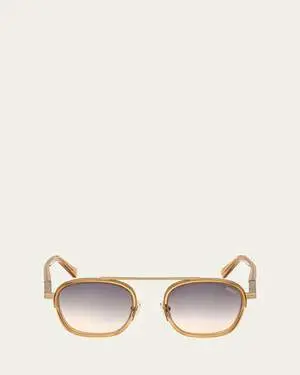 Zegna Orizzonte I Geometric Sunglasses - Shiny Trasparent Amber