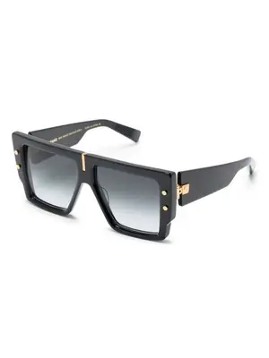 Balmain B-grand Rectangle-frame Sunglasses - Black