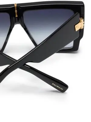 Balmain B-grand Rectangle-frame Sunglasses - Black