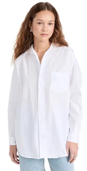 Women's Oversized White Long Sleeve Shirts