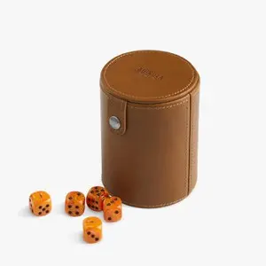 Shinola Leather Dice Cup With Dice - Tan/orange