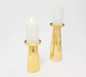 LIGHTSCAPES As Is Small & Large Glass Candleholdersw/pillar - One-color