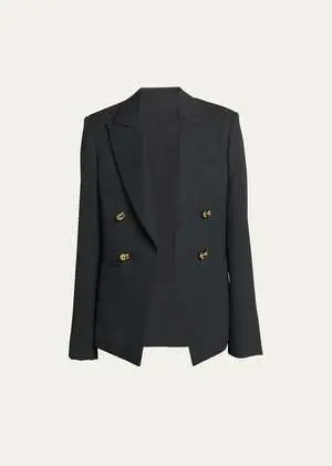 Bottega Veneta Sartorial Wool Twill Blazer With Knot Buttons - Nero
