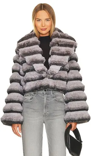 Adrienne Landau Faux Fur Chinchilla Jacket
