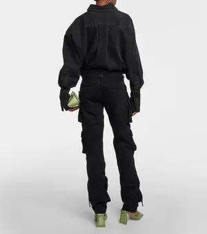 Attico Low-rise Straight Cargo Jeans - Black