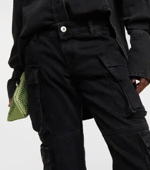 Attico Low-rise Straight Cargo Jeans - Black
