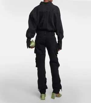 Attico Low-rise Straight Cargo Jeans - Black