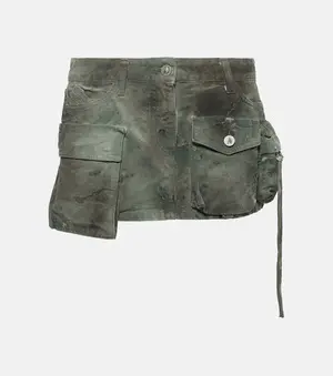 Attico Low-rise Cargo Denim Miniskirt - Green