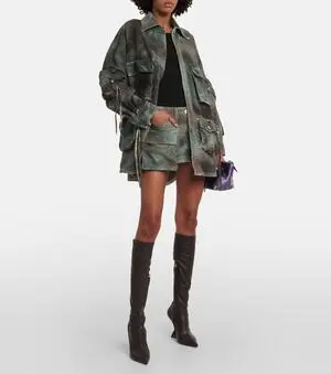 Attico Low-rise Cargo Denim Miniskirt - Green