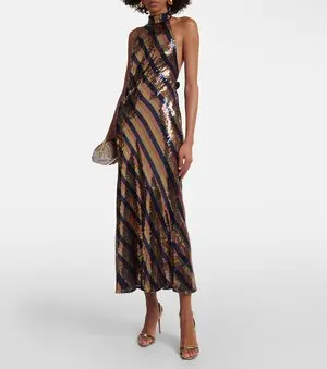 Rixo Sequined Halterneck Gown