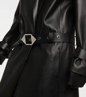 Attico Belted Leather Coat