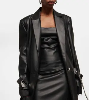 Attico Belted Leather Coat