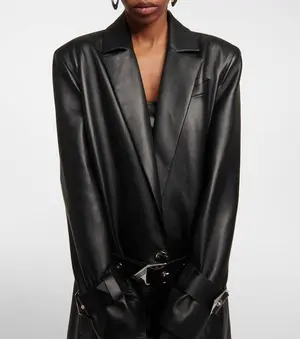 Attico Belted Leather Coat