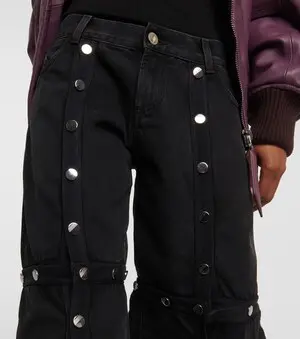Attico Studded Convertible Straight Jeans