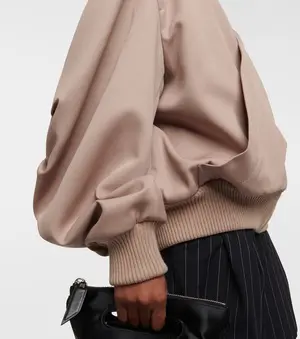 Attico Wool Gabardine Bomber Jacket - Beige