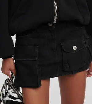 Attico Low-rise Cargo Denim Miniskirt - Black