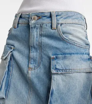 Attico Cargo Denim Midi Skirt - Blue