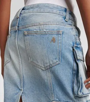 Attico Cargo Denim Midi Skirt - Blue