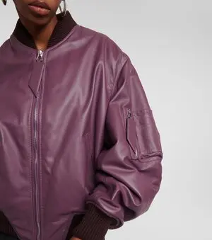Attico Anja Leather Bomber Jacket - Purple