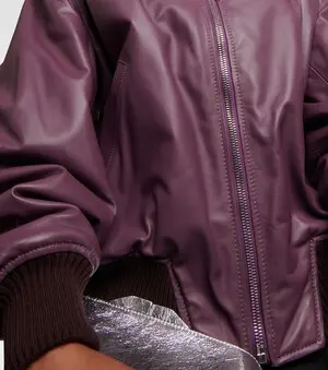 Attico Anja Leather Bomber Jacket - Purple