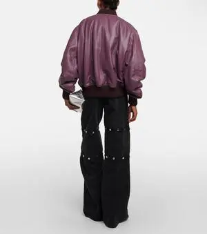 Attico Anja Leather Bomber Jacket - Purple