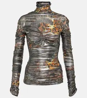 MUGLER Printed Ruched Top - Multicoloured