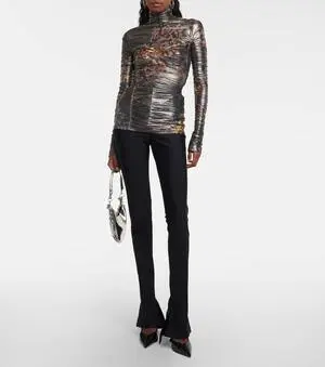 MUGLER Printed Ruched Top