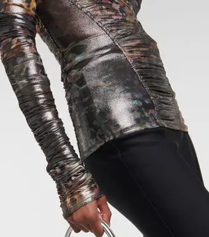 MUGLER Printed Ruched Top