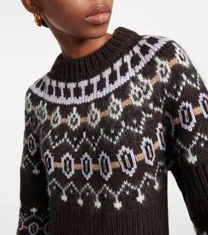 Khaite Rivka Fair Isle Cashmere-blend Midi Dress