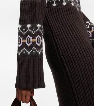 Khaite Rivka Fair Isle Cashmere-blend Midi Dress