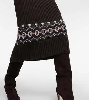 Khaite Rivka Fair Isle Cashmere-blend Midi Dress