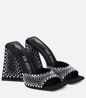 Attico Devon Embellished Mules - Black