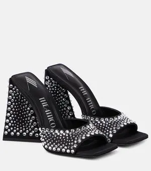 Attico Devon Embellished Mules - Black