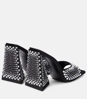 Attico Devon Embellished Mules - Black