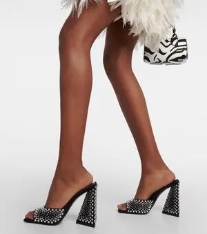 Attico Devon Embellished Mules - Black