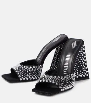 Attico Devon Embellished Mules - Black