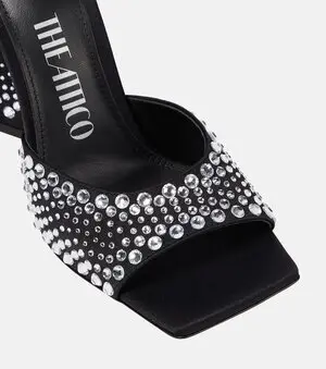 Attico Devon Embellished Mules - Black