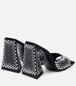 Attico Devon Embellished Mules - Black