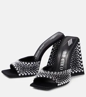 Attico Devon Embellished Mules - Black