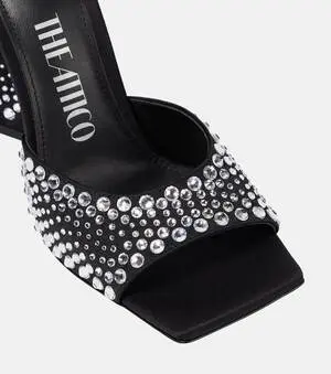 Attico Devon Embellished Mules - Black