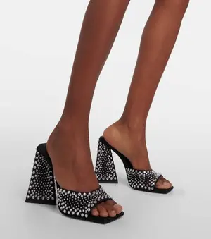 Attico Devon Embellished Mules - Black