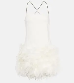 Attico Fujiko Feather-trimmed Minidress - White