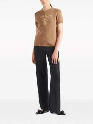 Prada Logo-intarsia Cashmere T-shirt