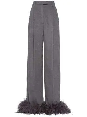 Prada Feather-trim Cashmere Trousers