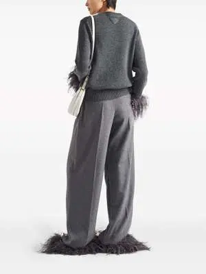 Prada Feather-trim Cashmere Trousers