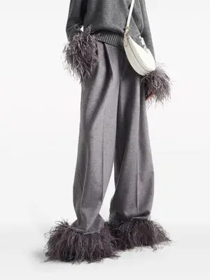 Prada Feather-trim Cashmere Trousers