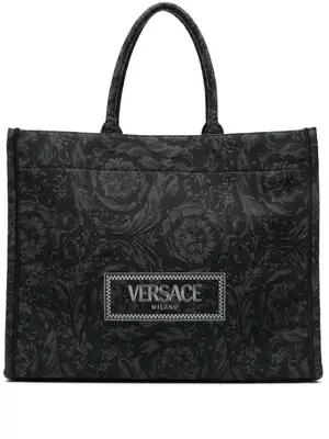 Versace Barocco Athena Jacquard Canvas Tote Bag - Black