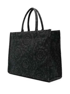 Versace Barocco Athena Jacquard Canvas Tote Bag - Black